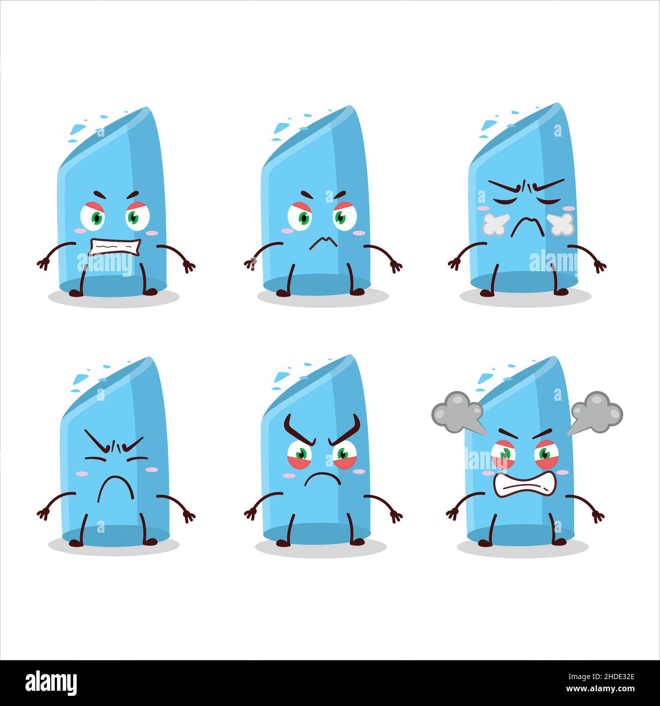 Blue chalk cartoon character with various angry expressions. Vector ...