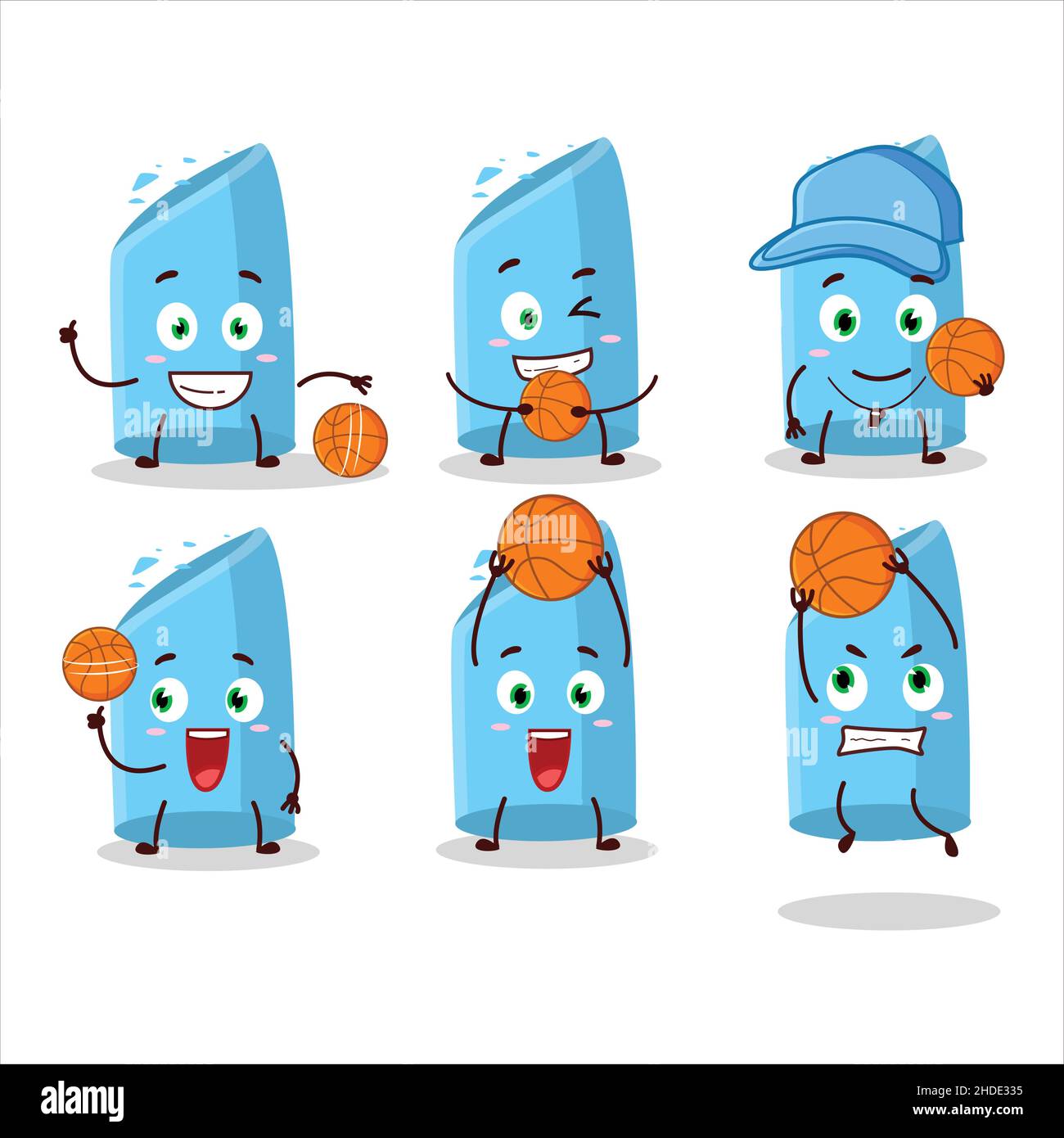 Talented blue chalk cartoon character as a basketball athlete. Vector ...