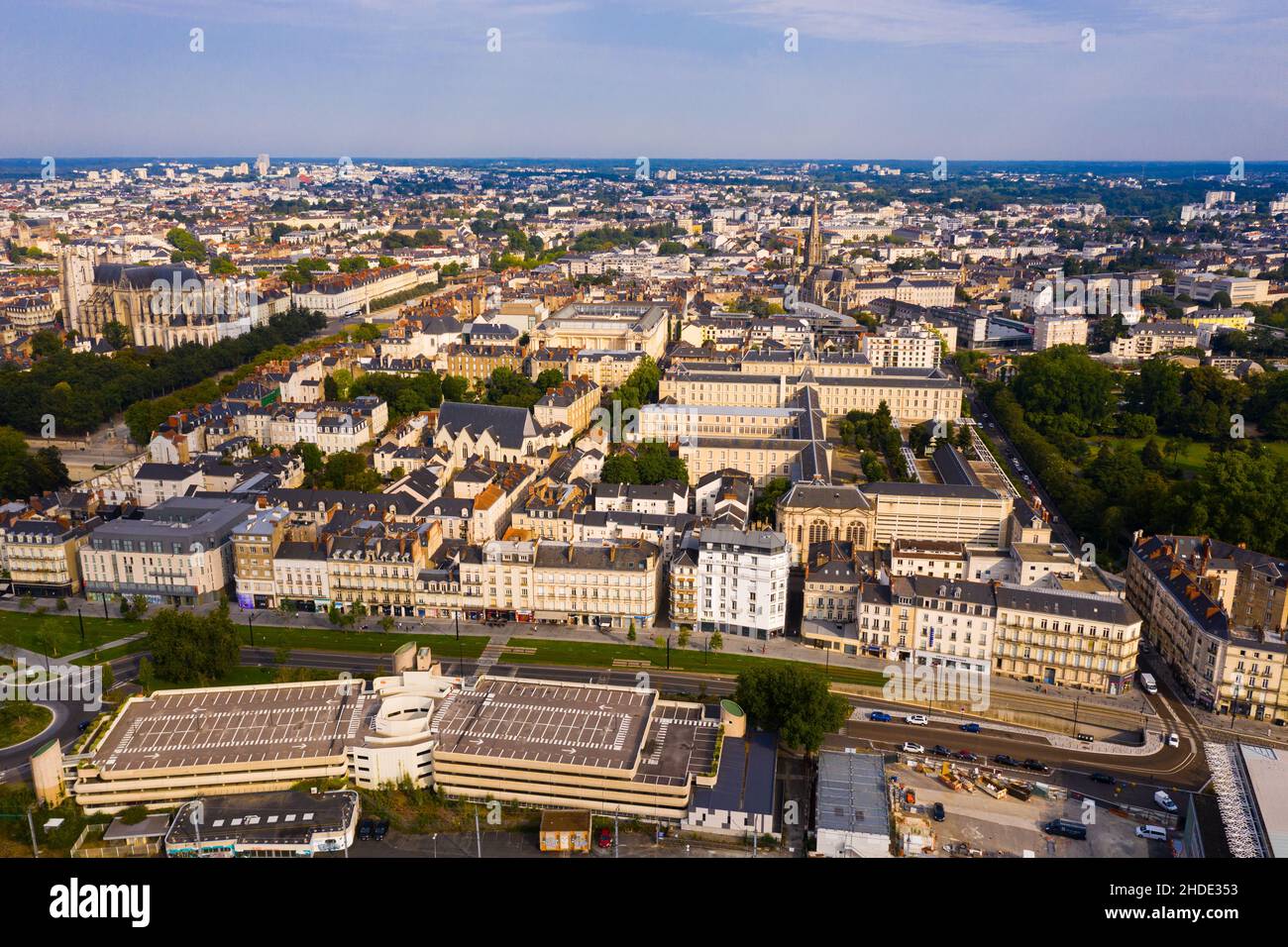 Aerial view of modern cityscape of Nantes in summer, France Stock Photo ...