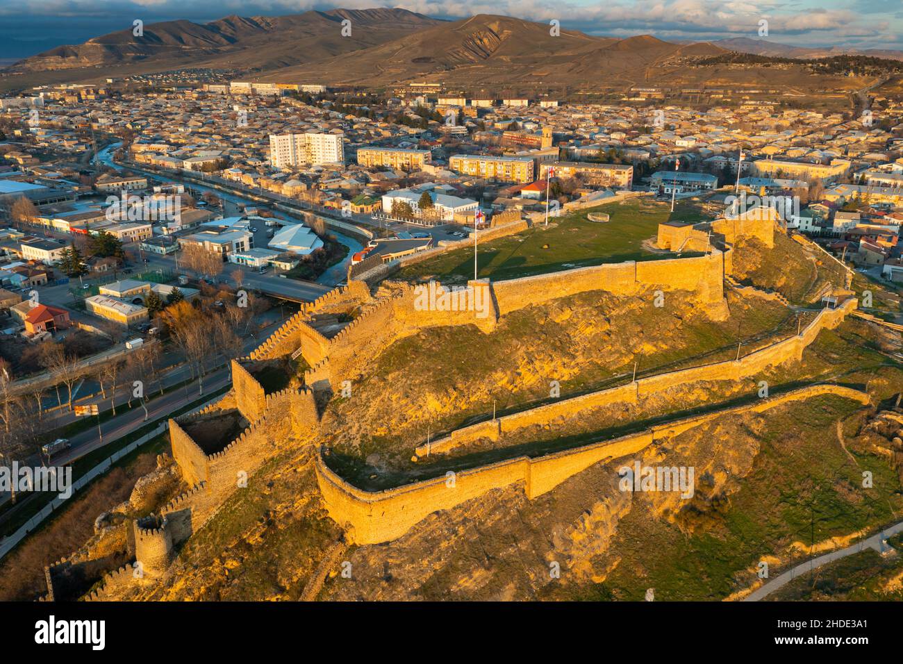 Panoramic view of Gori center with medieval fortress Stock Photo - Alamy