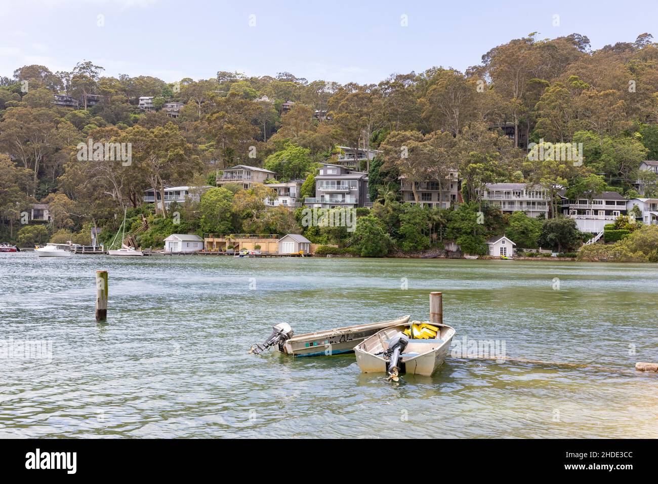 Salt Pan Cove on Pittwater in Sydney with waterfront homes and two ...