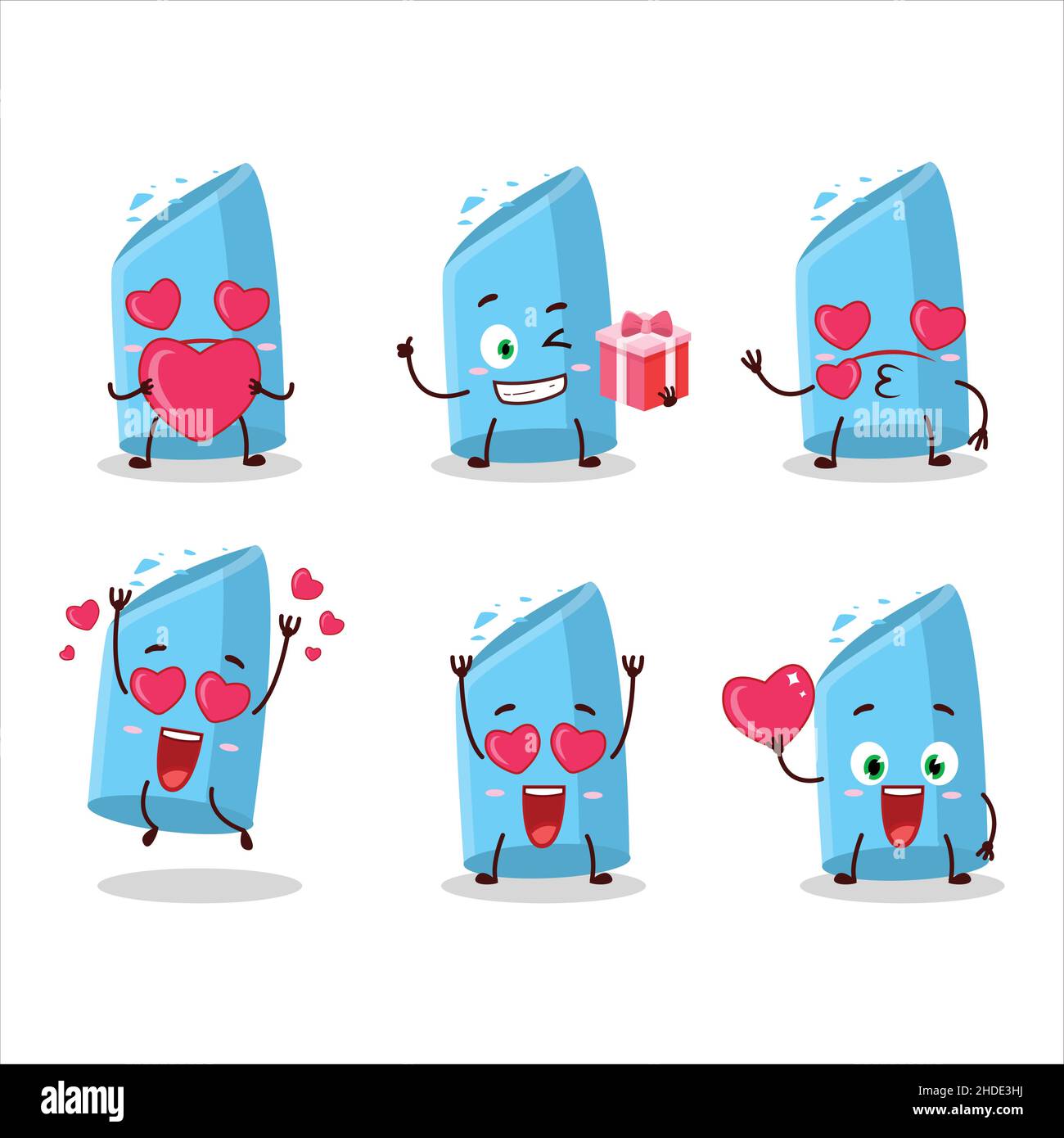 Blue chalk cartoon character with love cute emoticon. Vector ...