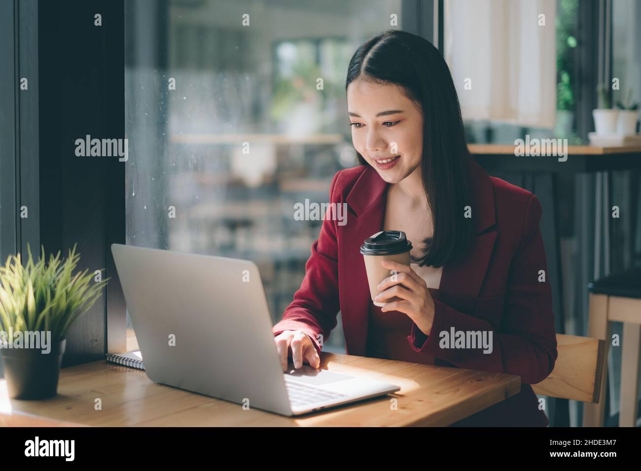 Business Finance and Accounting Concept. Business woman using security ...