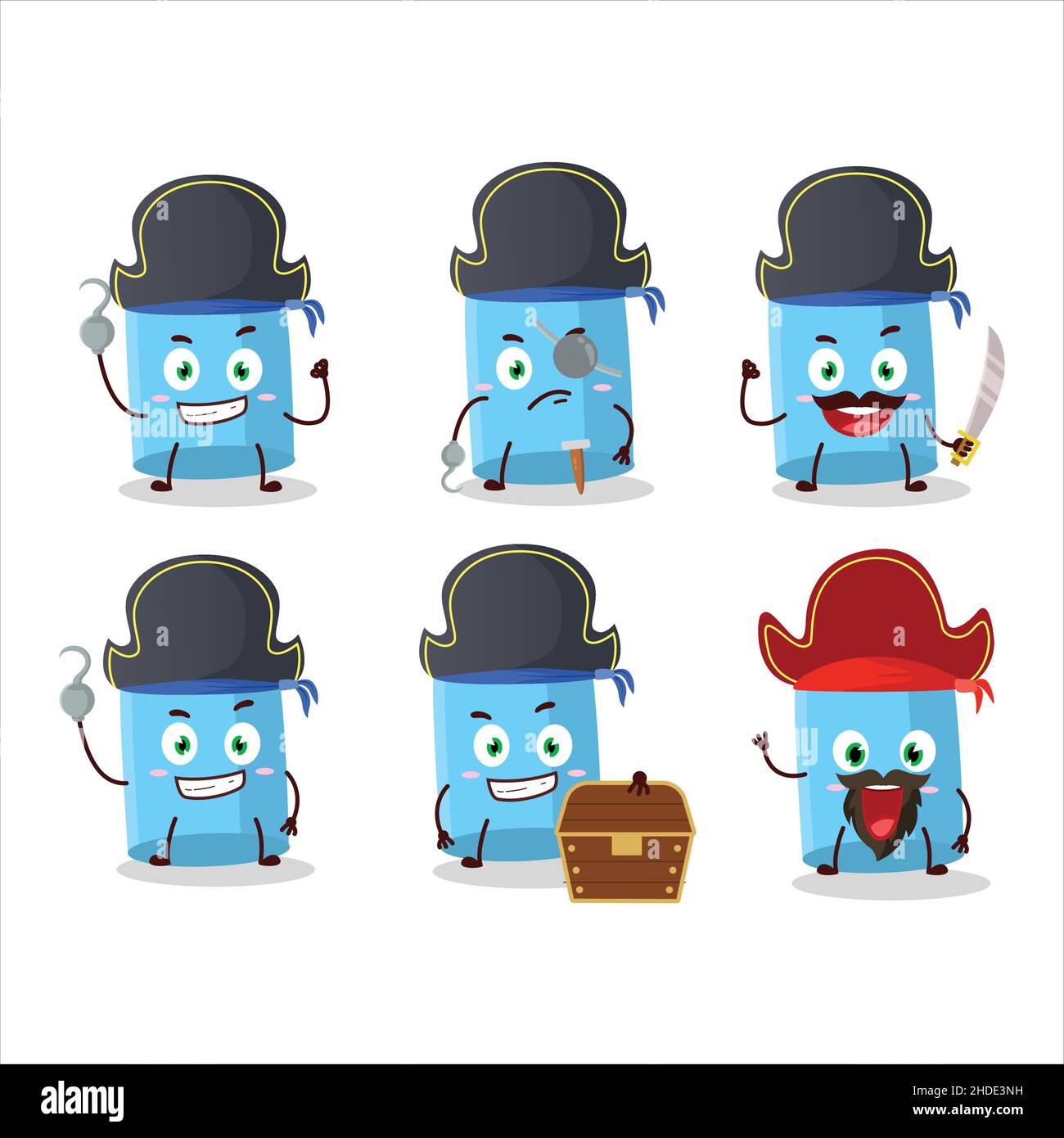 Cartoon character of blue chalk with various pirates emoticons. Vector ...