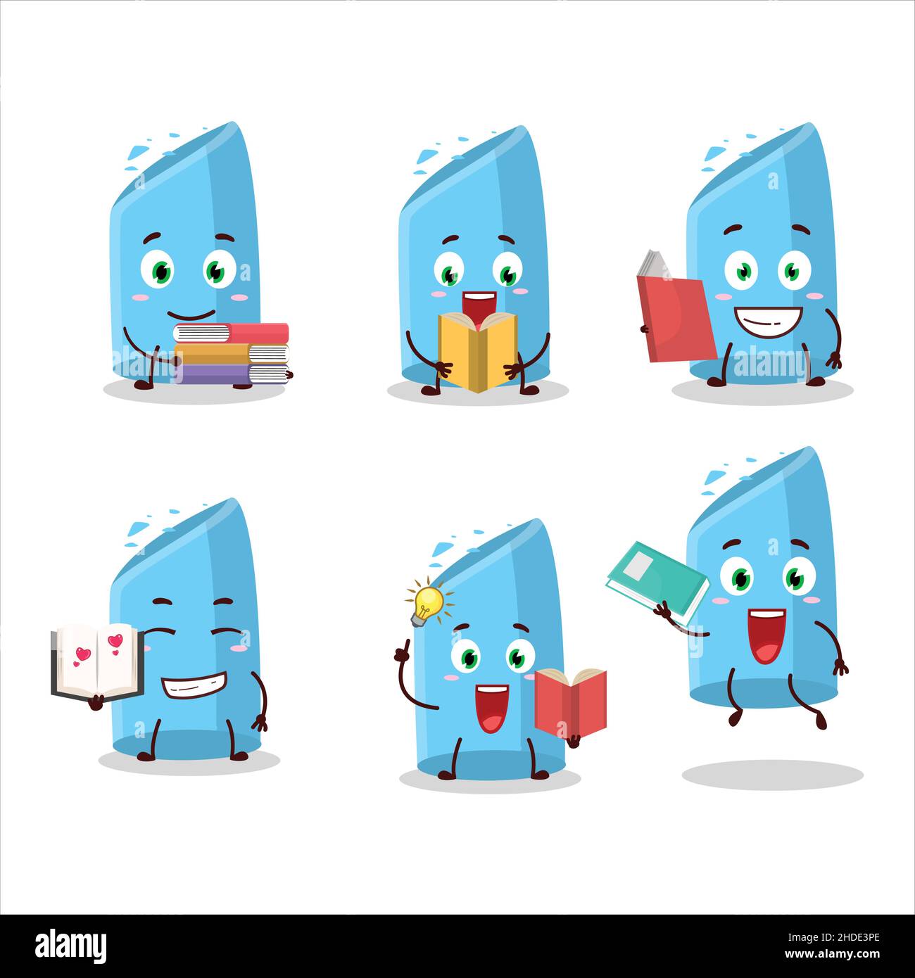 A picture of blue chalk cartoon character concept reading an amusing ...