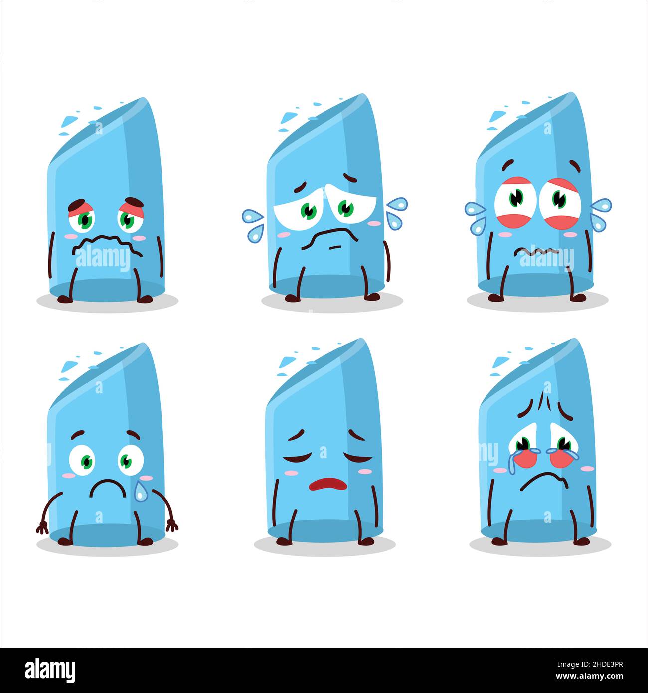 Blue chalk cartoon character with sad expression. Vector illustration ...
