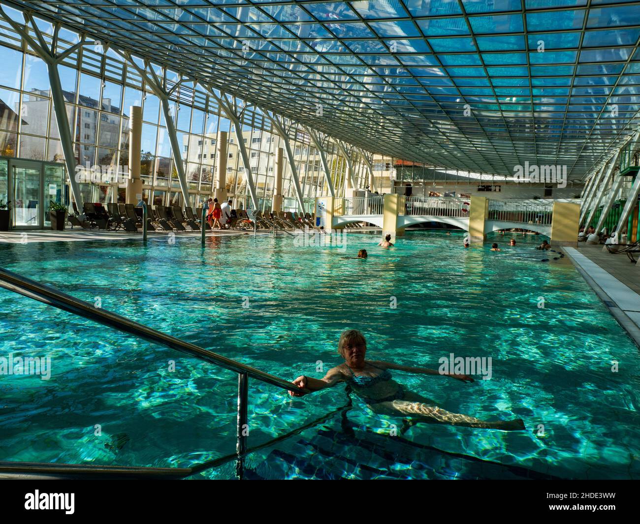 Woman seen swimming at the Roman Baths, a popular spa resort in ...