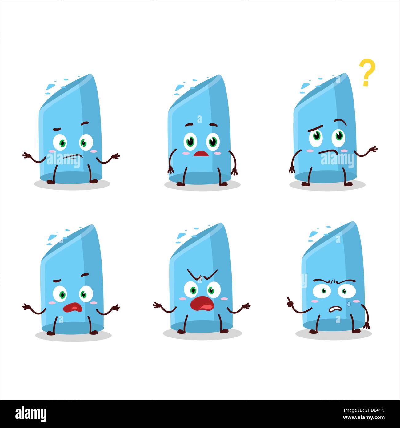 Cartoon character of blue chalk with what expression. Vector ...