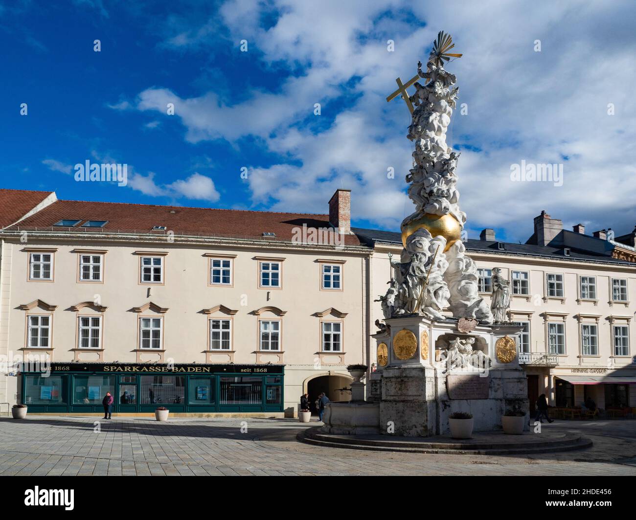 Baden Bei Wien, Austria. 4th Nov, 2021. Plague pillar in the central ...
