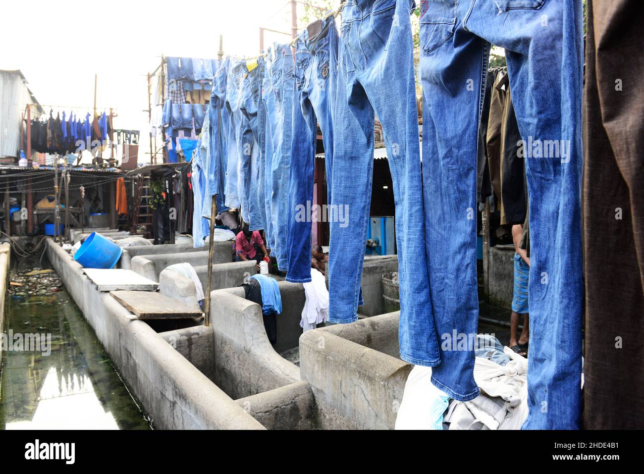 The open air laundry Saat Raasta Dhobi Ghat near Mahalaxmi Station in ...