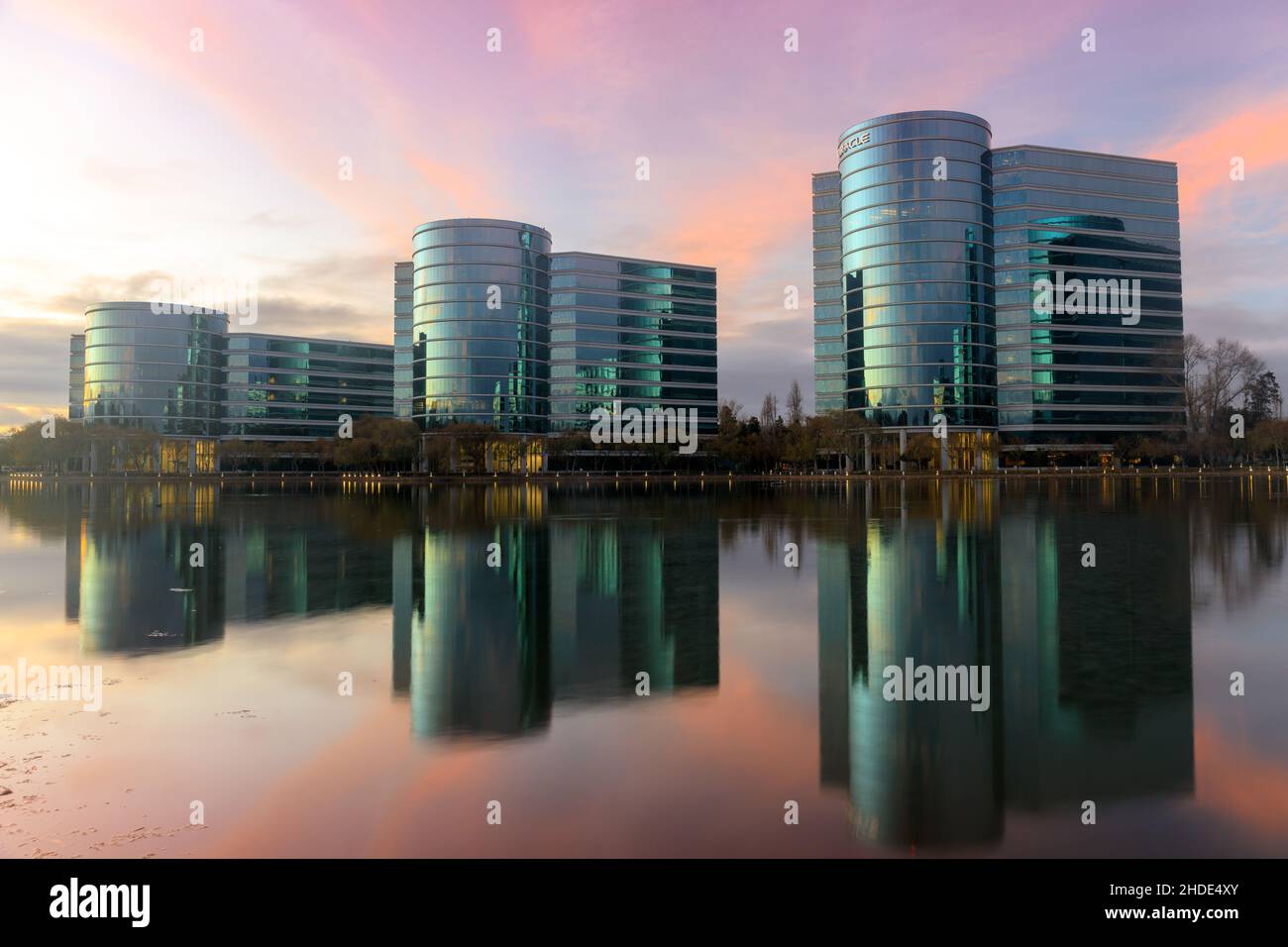 Colorful Sunset over Oracle Software Company Buildings in Silicon ...