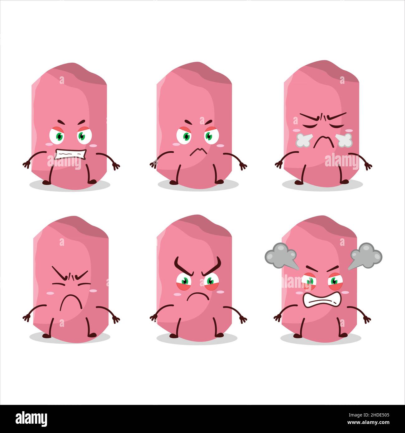 Pink Chalk cartoon character with various angry expressions. Vector ...
