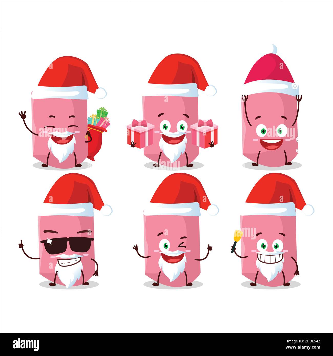 Santa Claus emoticons with pink chalk cartoon character. Vector ...