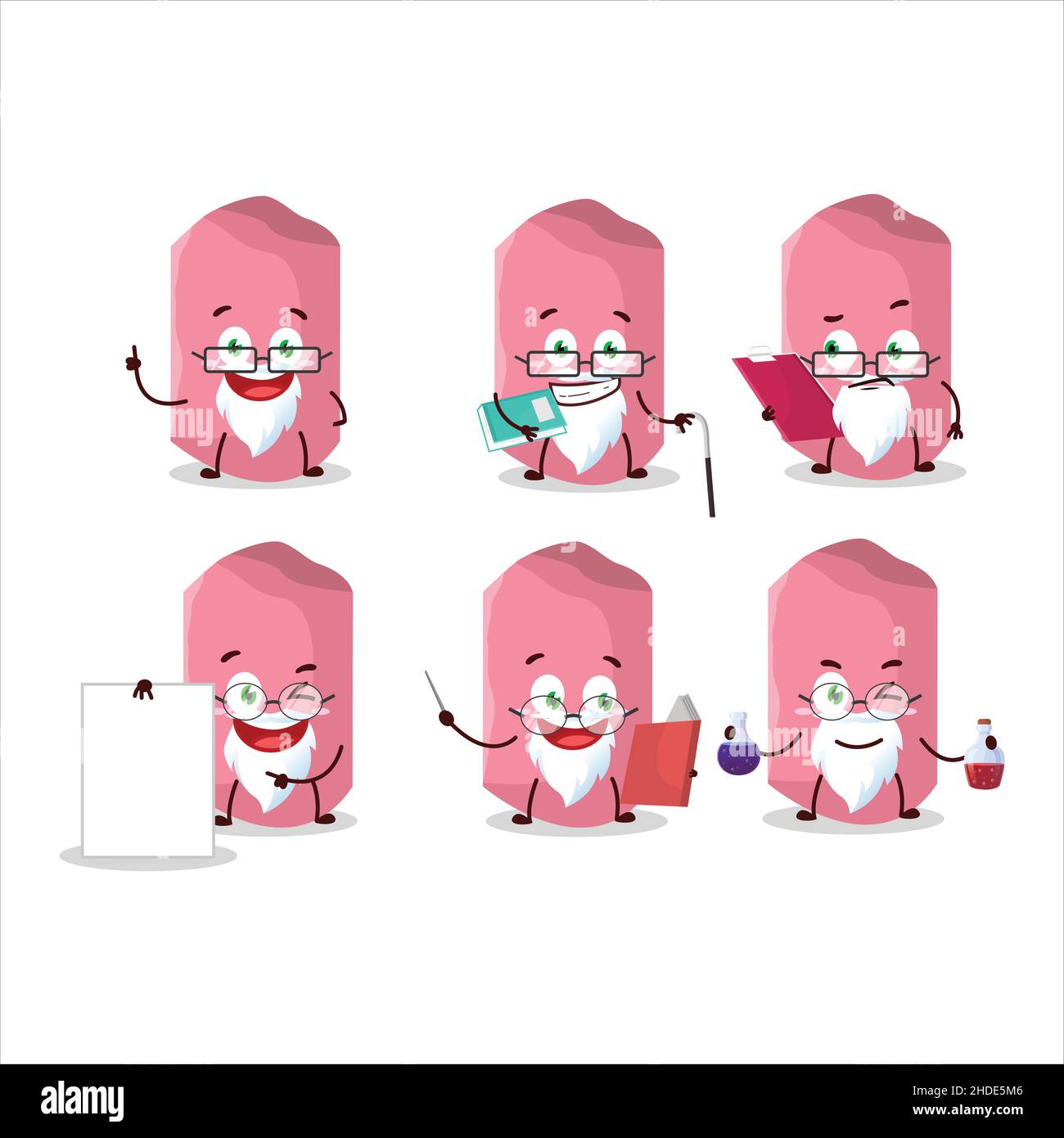 Professor pink chalk academic cartoon character working on laboratory ...