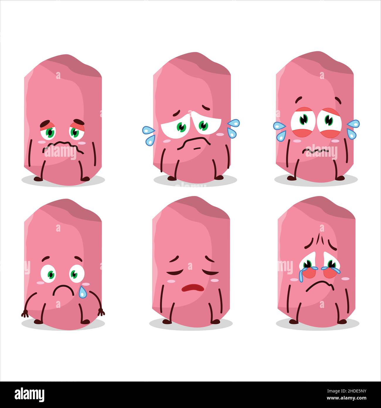 Pink chalk cartoon character with sad expression. Vector illustration ...