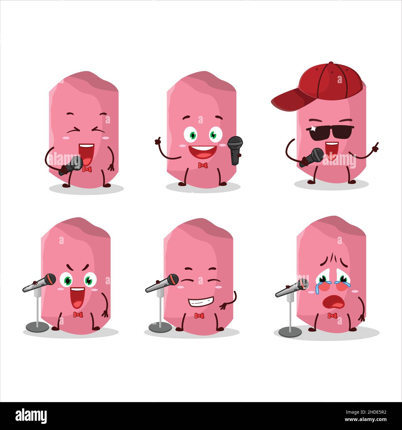 A Cute Cartoon design concept of pink chalk singing a famous song ...