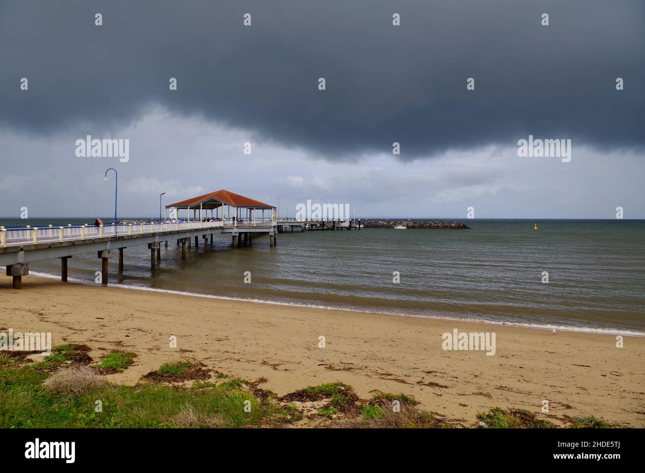 Storm Clouds build over Redcliffe Jetty, Queensland Stock Photo - Alamy