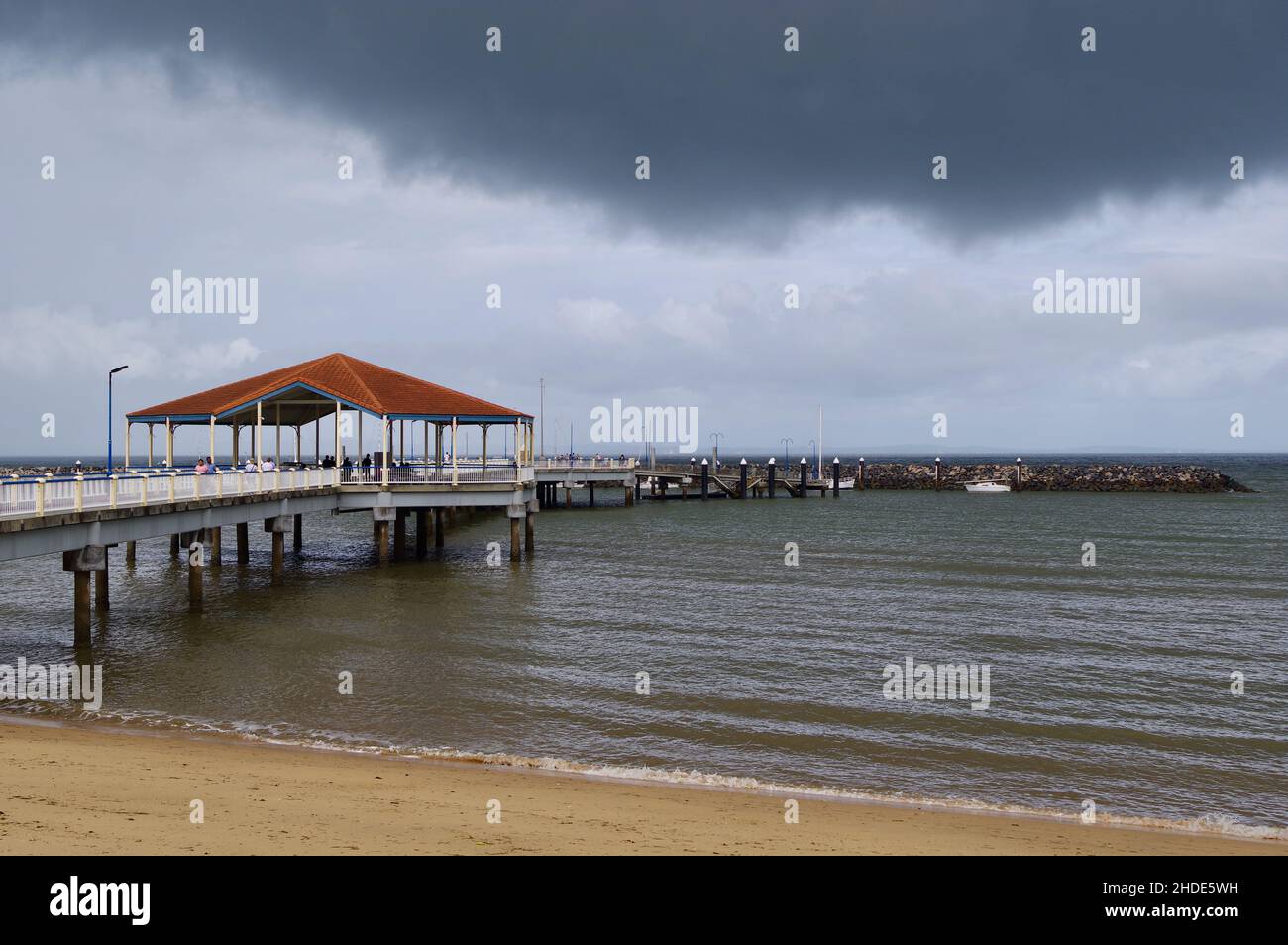 Storm Clouds build over Redcliffe Jetty, Queensland Stock Photo - Alamy