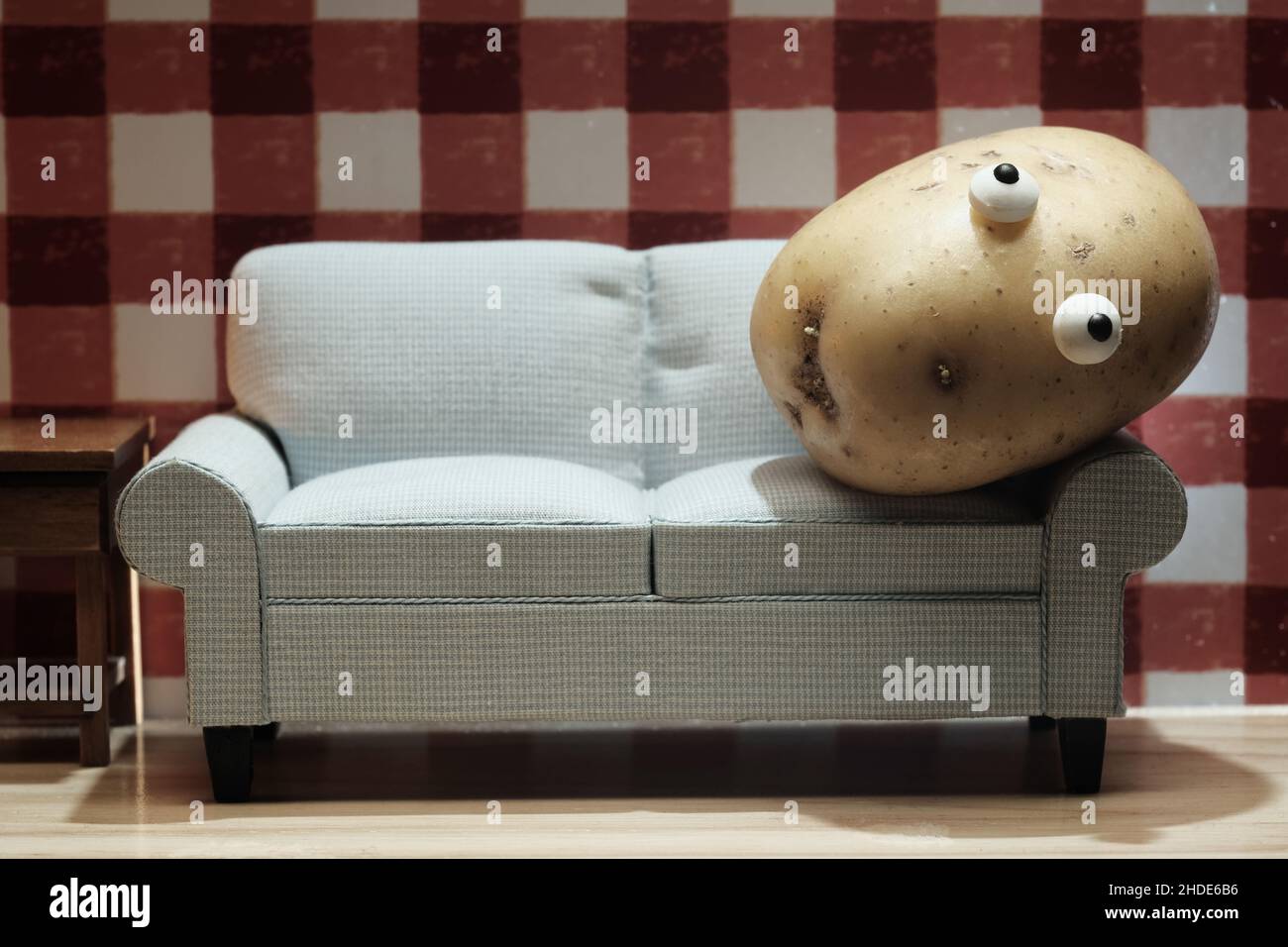 Lazy couch potato living room sofa concept Stock Photo - Alamy