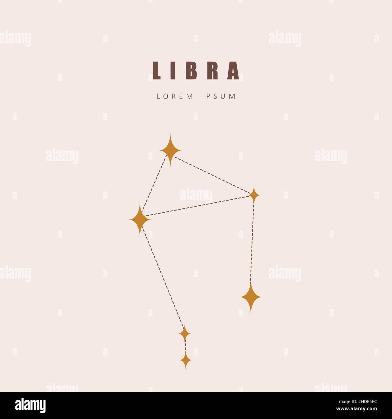 Libra zodiac constellation. Horoscope vector illustration in boho style ...
