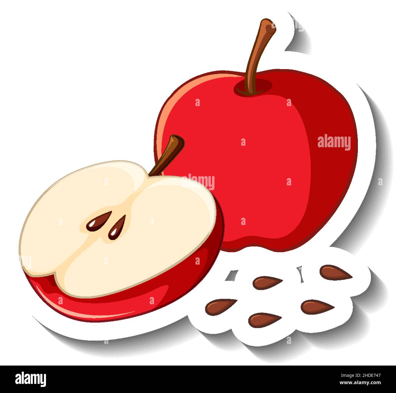 Red chopped apple on white background illustration Stock Vector Image ...