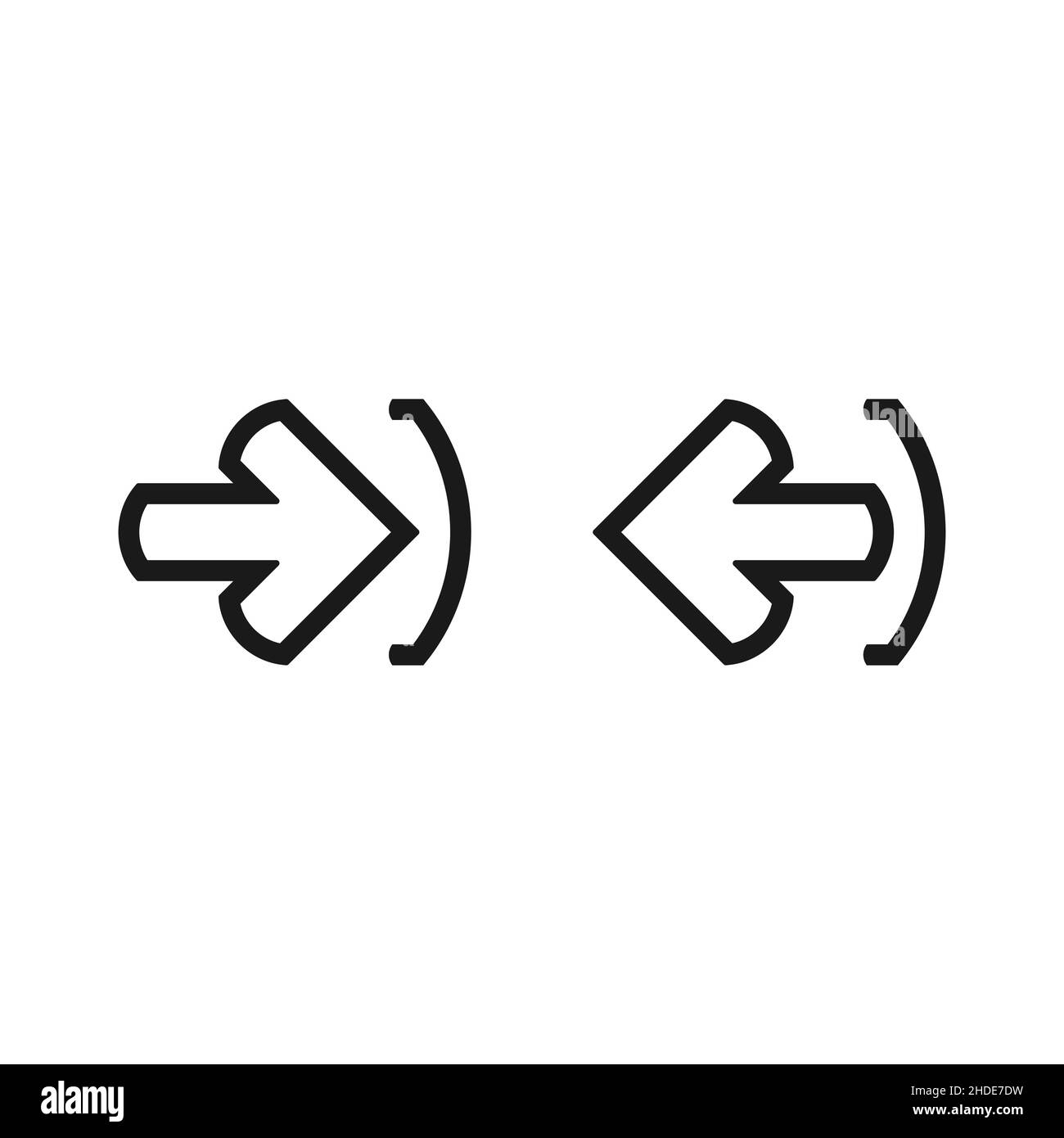 Set of arrows. black left and right rounded arrows in boxes icons ...