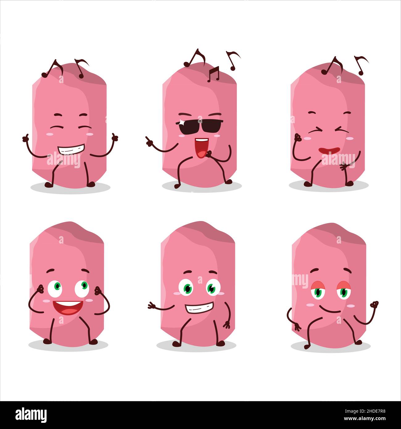 An image of pink chalk dancer cartoon character enjoying the music ...