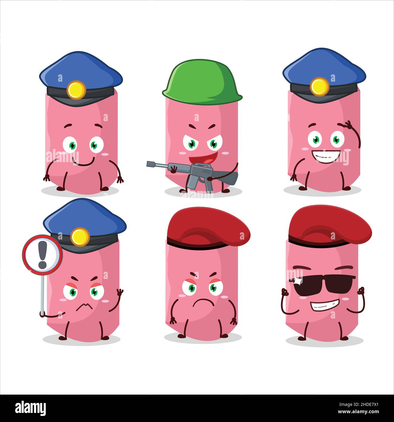 A dedicated Police officer of pink chalk mascot design style. Vector ...