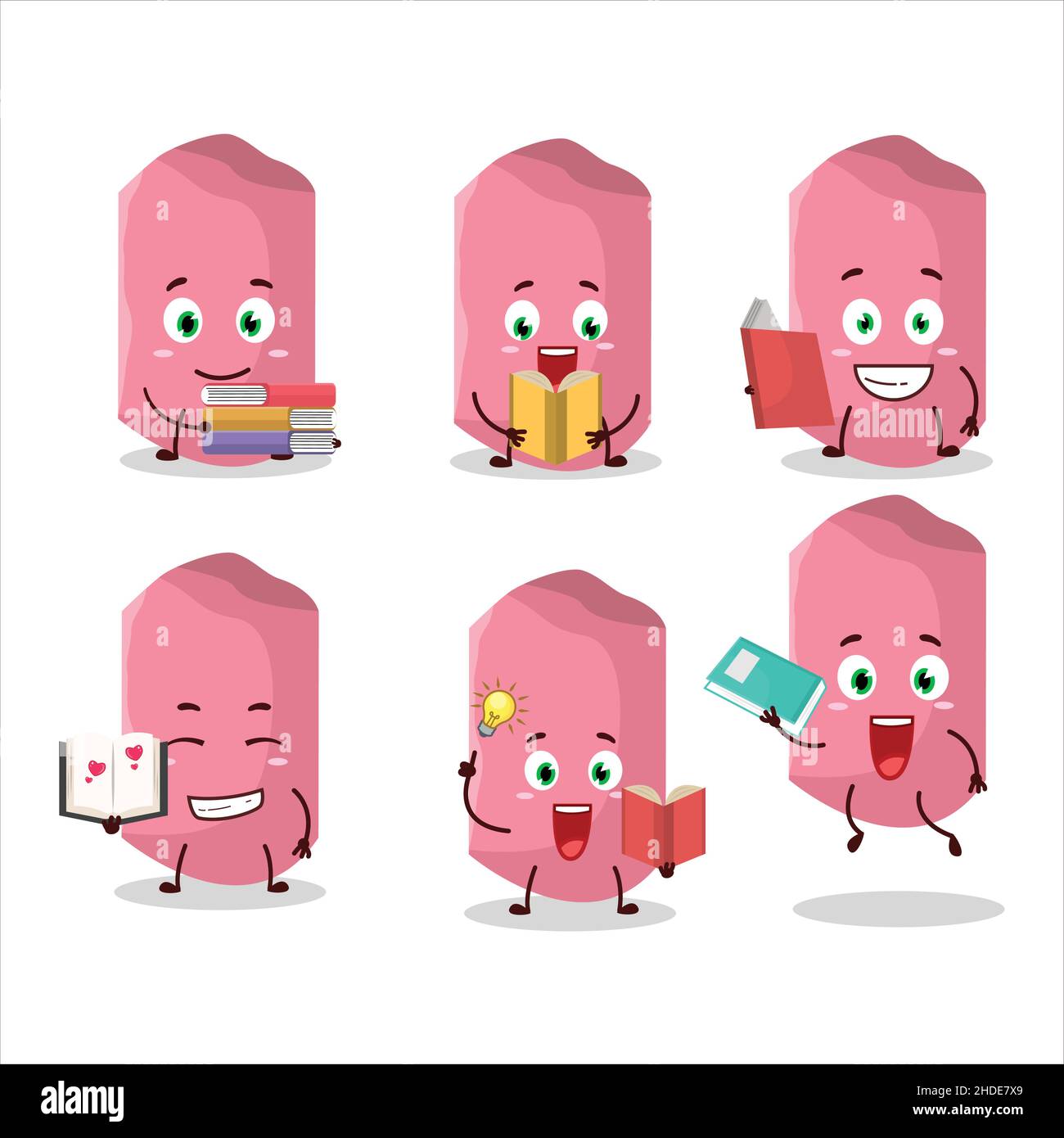 A picture of pink chalk cartoon character concept reading an amusing ...