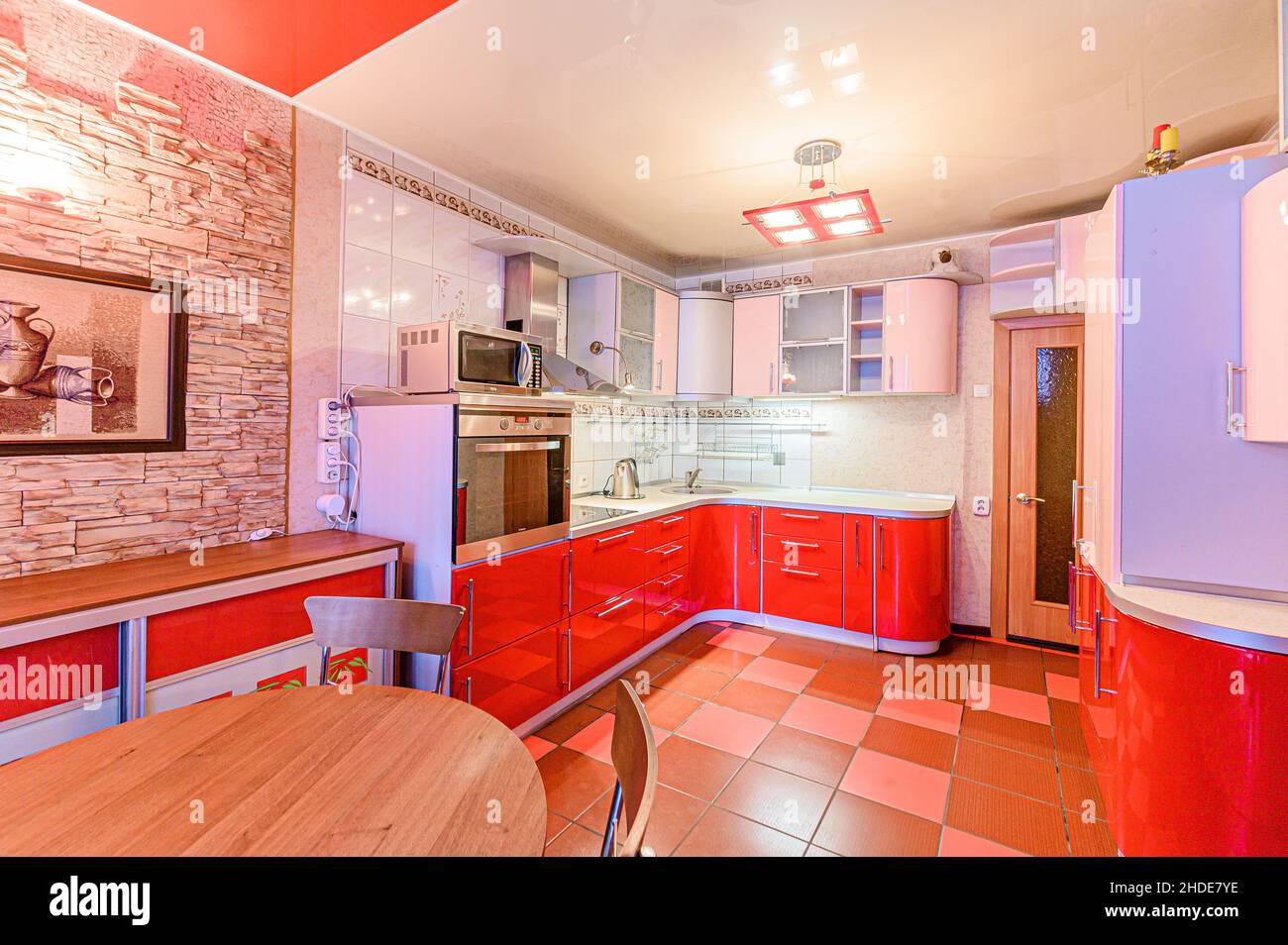 Russia, Moscow- May 15, 2020: interior room apartment kitchen and ...