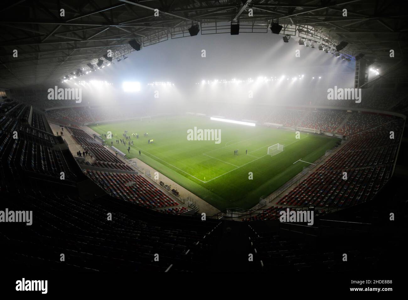 Foggy Football Field At Night