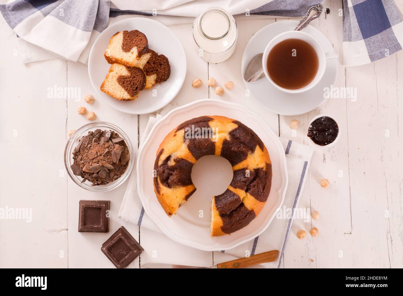 Marble ring cake Stock Photo - Alamy