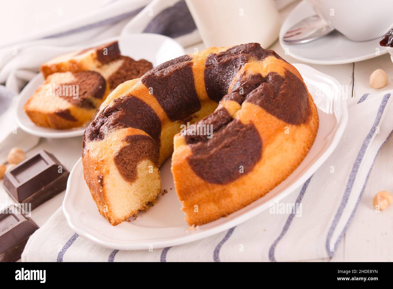 Marble ring cake Stock Photo - Alamy