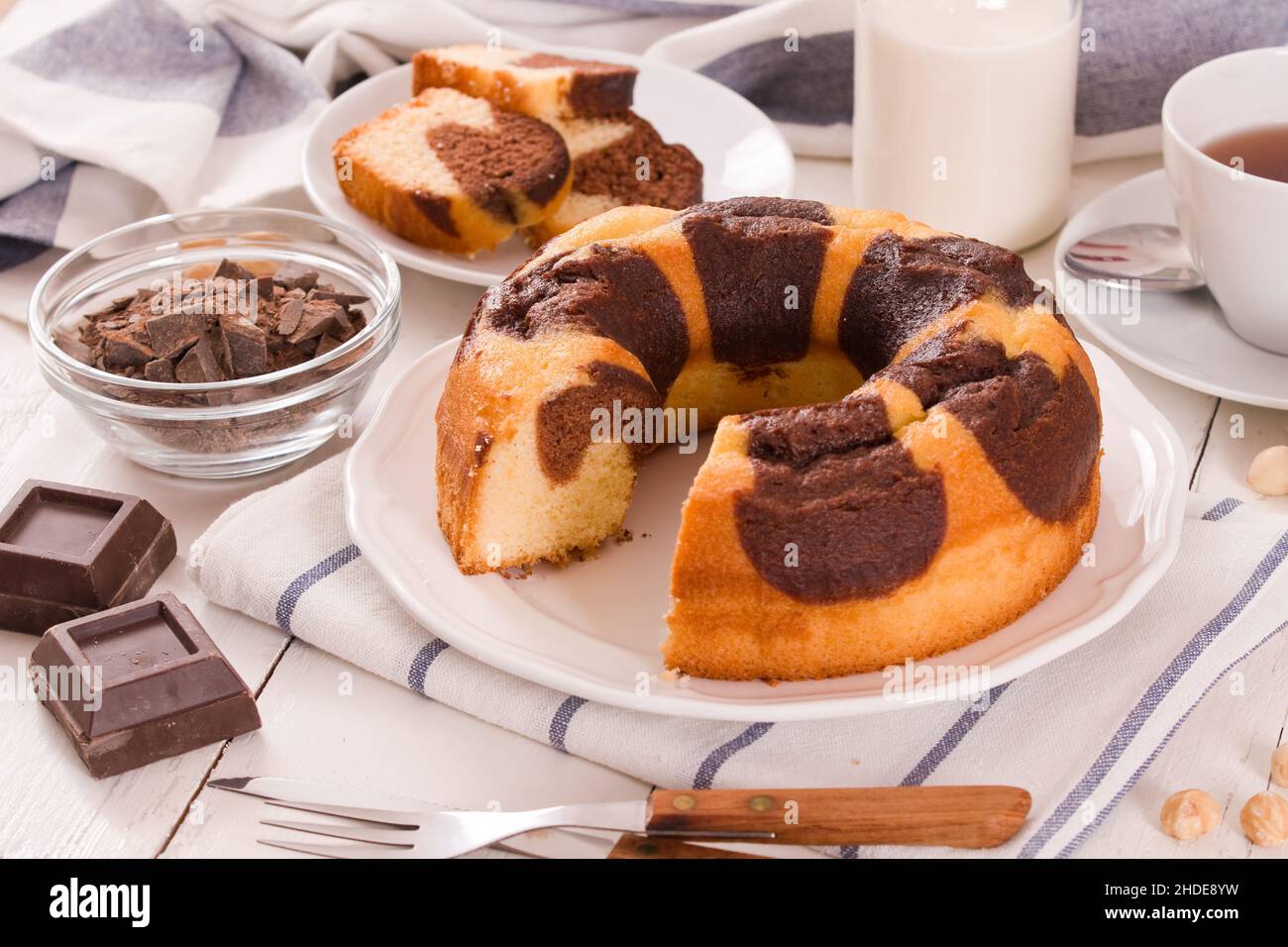 Marble ring cake Stock Photo - Alamy