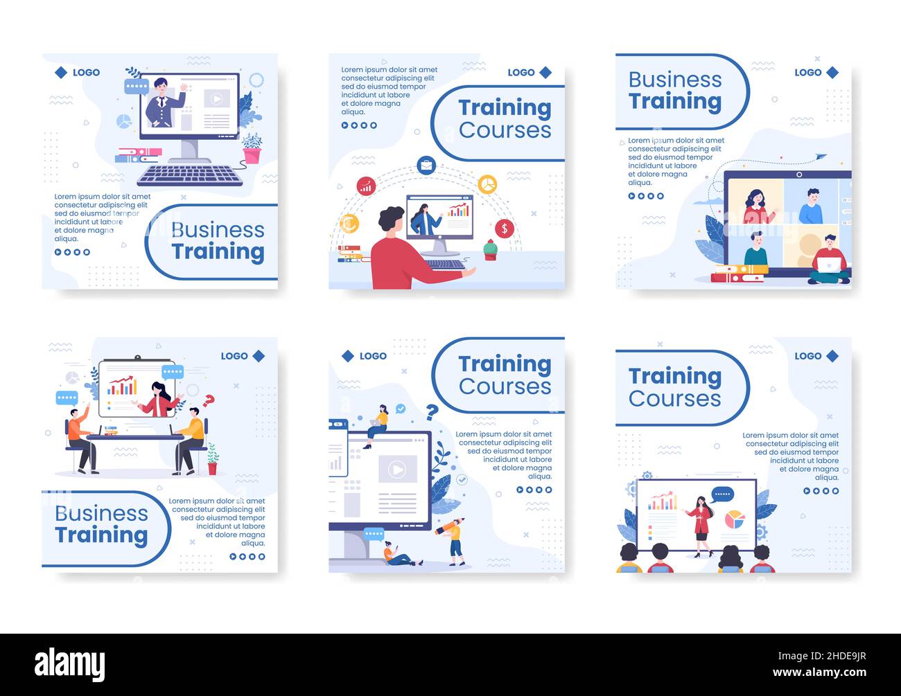 Business Online Training, Seminar or Courses Post Template Flat ...