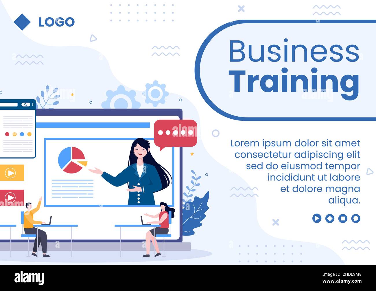 Business Online Training, Seminar or Courses Brochure Template Flat ...