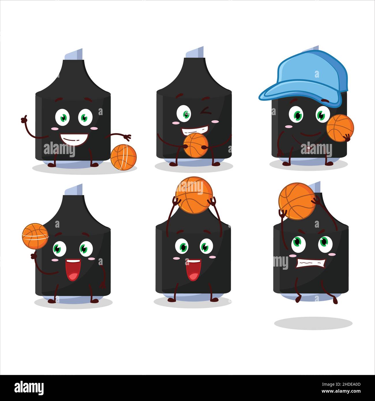 Talented blue highlighter cartoon character as a basketball athlete ...