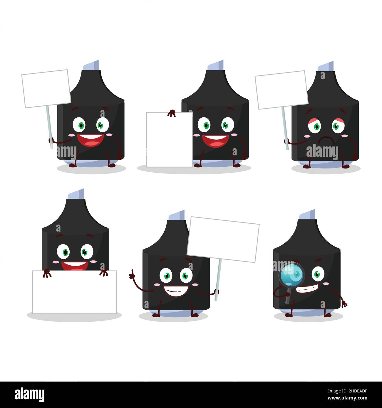 blue highlighter cartoon character bring information board. Vector ...