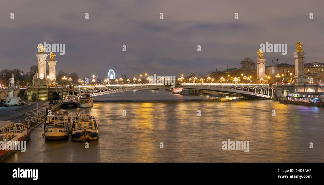 View of Alexandre III bridge at night, Paris, France Stock Photo - Alamy