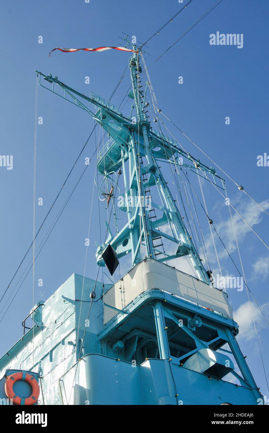 Closeup of a tower Shiping port, ship details, rusty metal sea ...