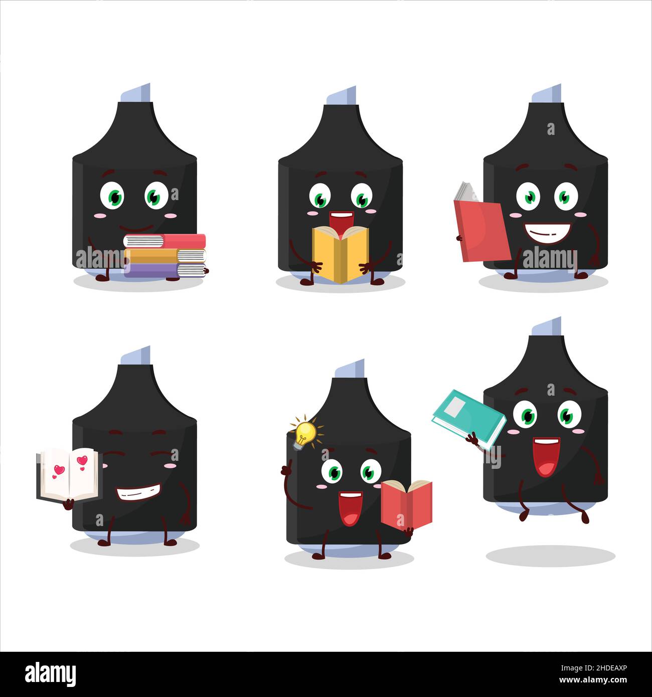 A picture of blue highlighter cartoon character concept reading an ...