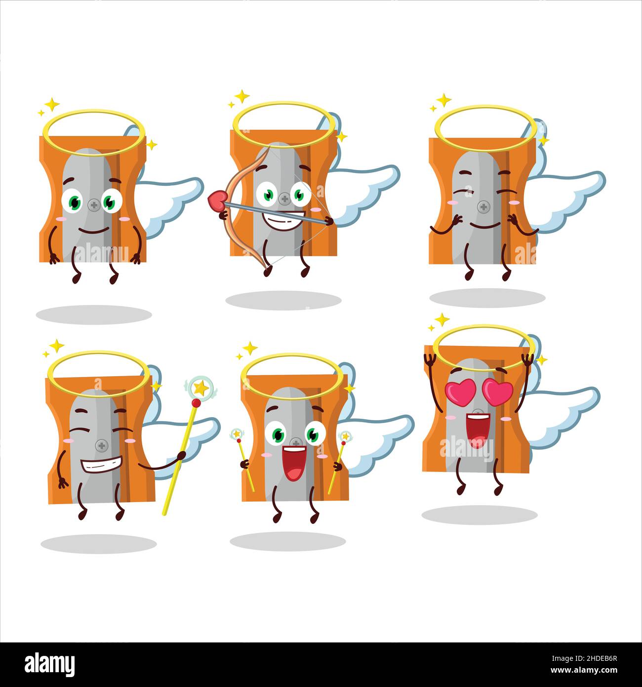 Orange pencil sharpener cartoon designs as a cute angel character ...