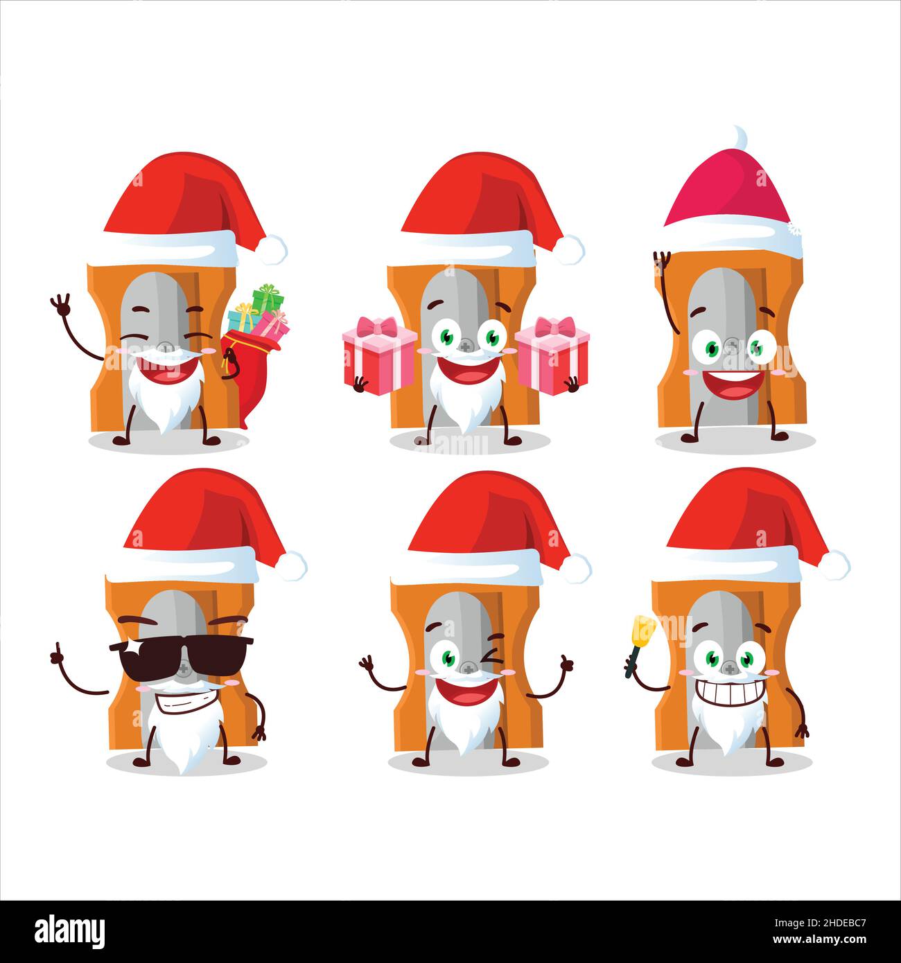 Santa Claus emoticons with orange pencil sharpener cartoon character ...