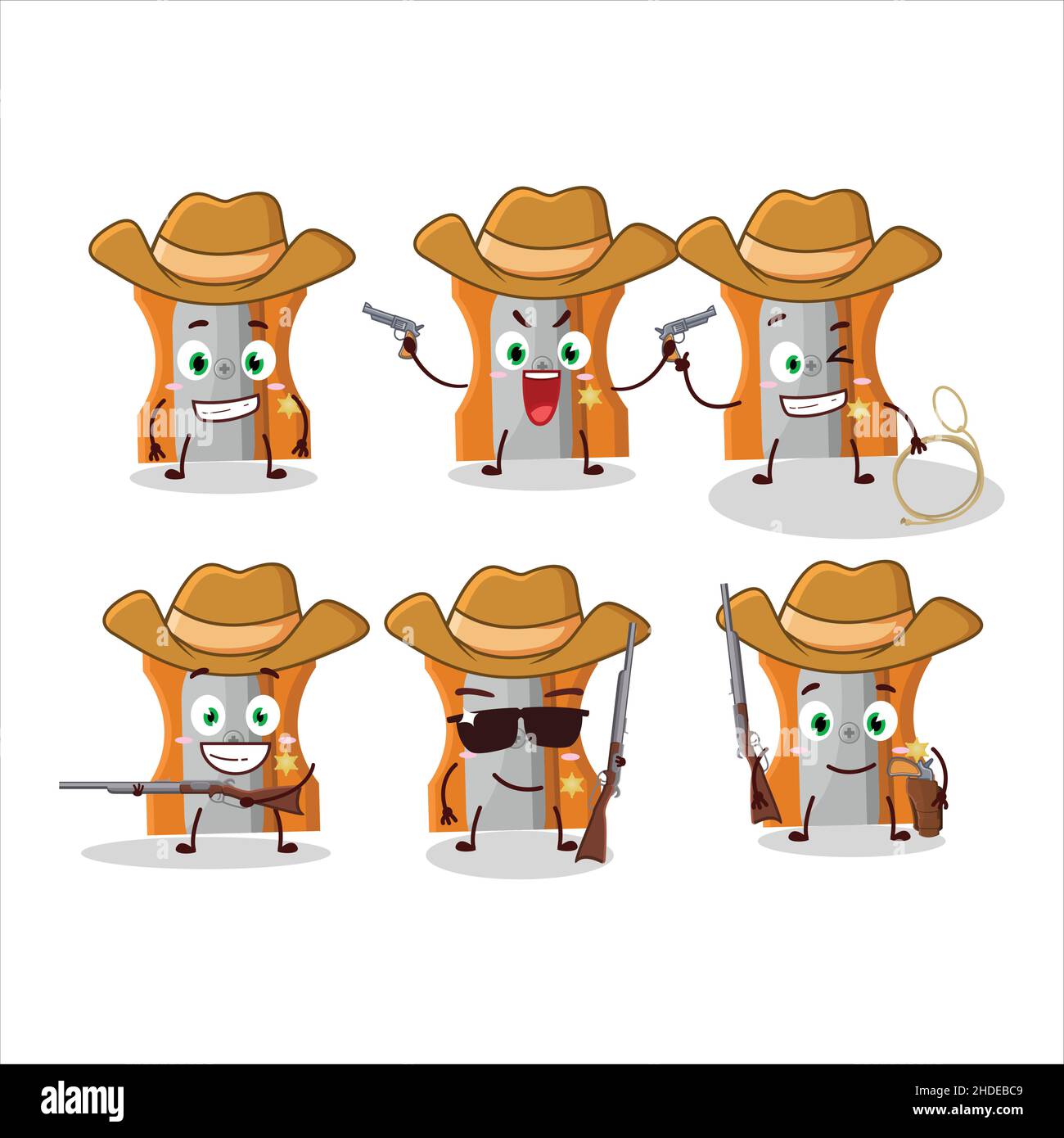 Cool cowboy orange pencil sharpener cartoon character with a cute hat ...