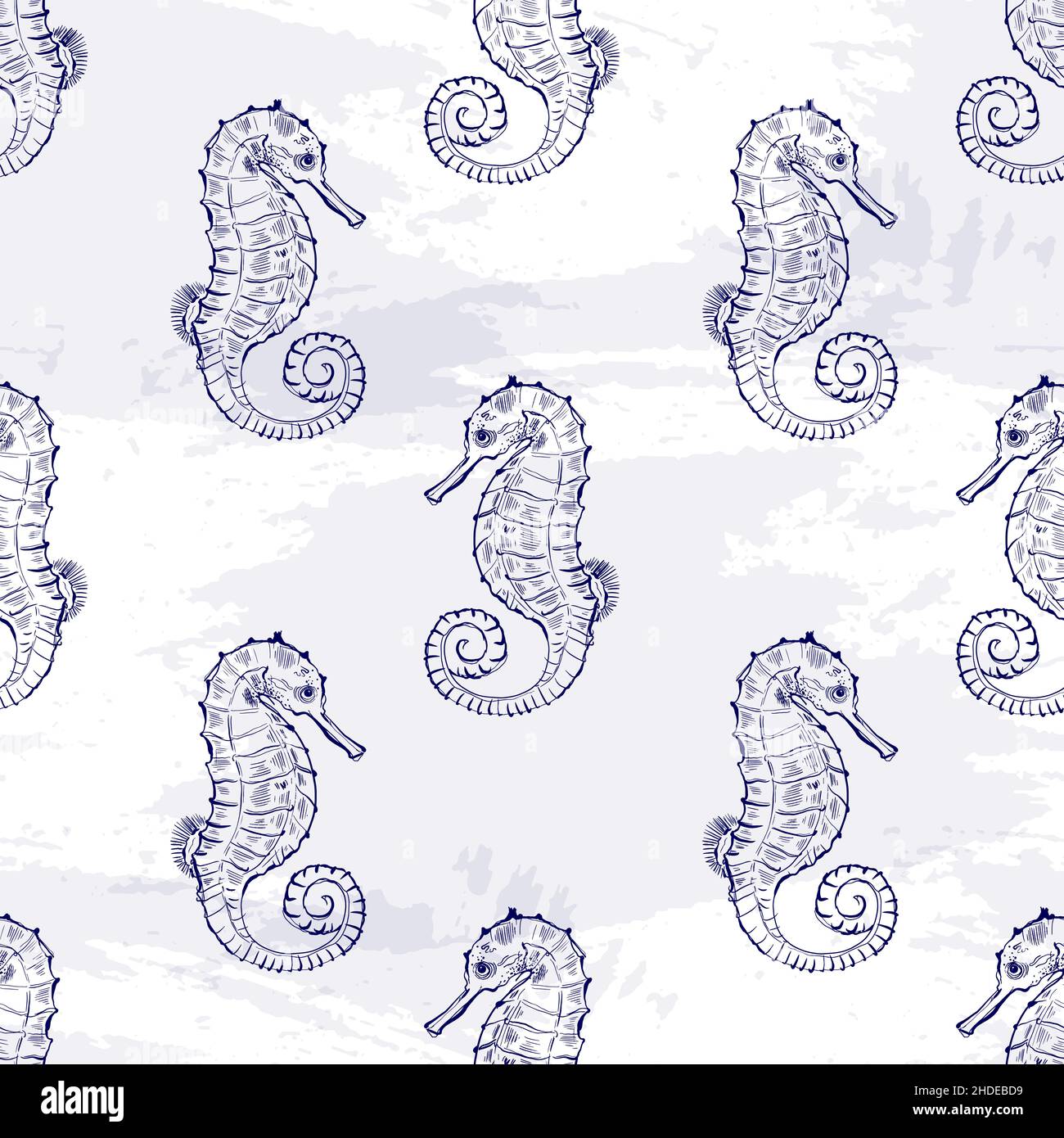 Seamless pattern sea creature. Drawing sketch style hand draw Stock ...