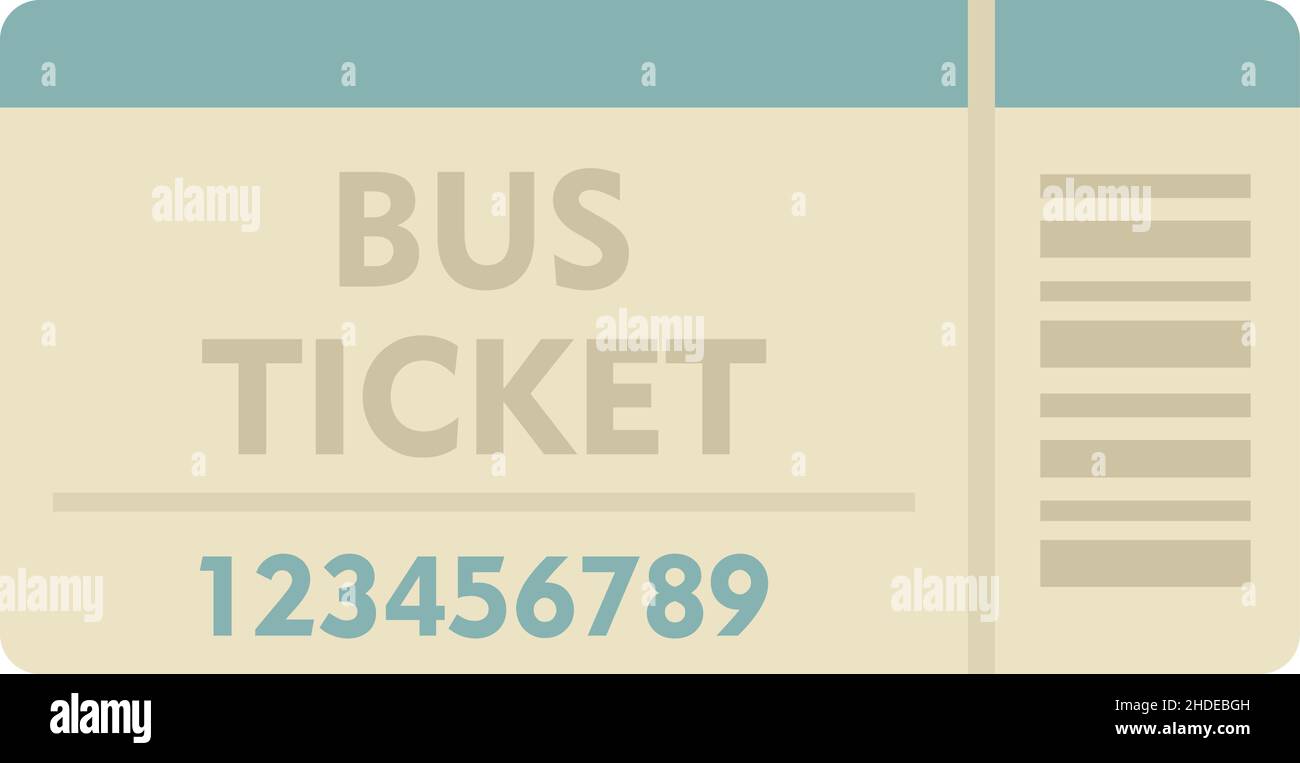Paper bus ticket icon. Flat illustration of Paper bus ticket vector ...