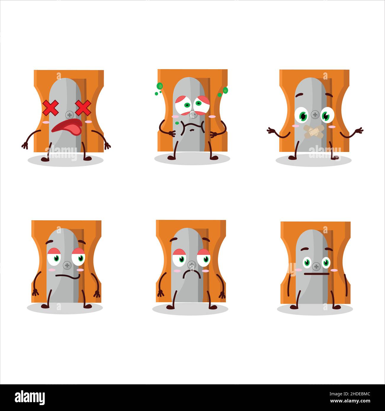 orange pencil sharpener cartoon character with nope expression. Vector ...