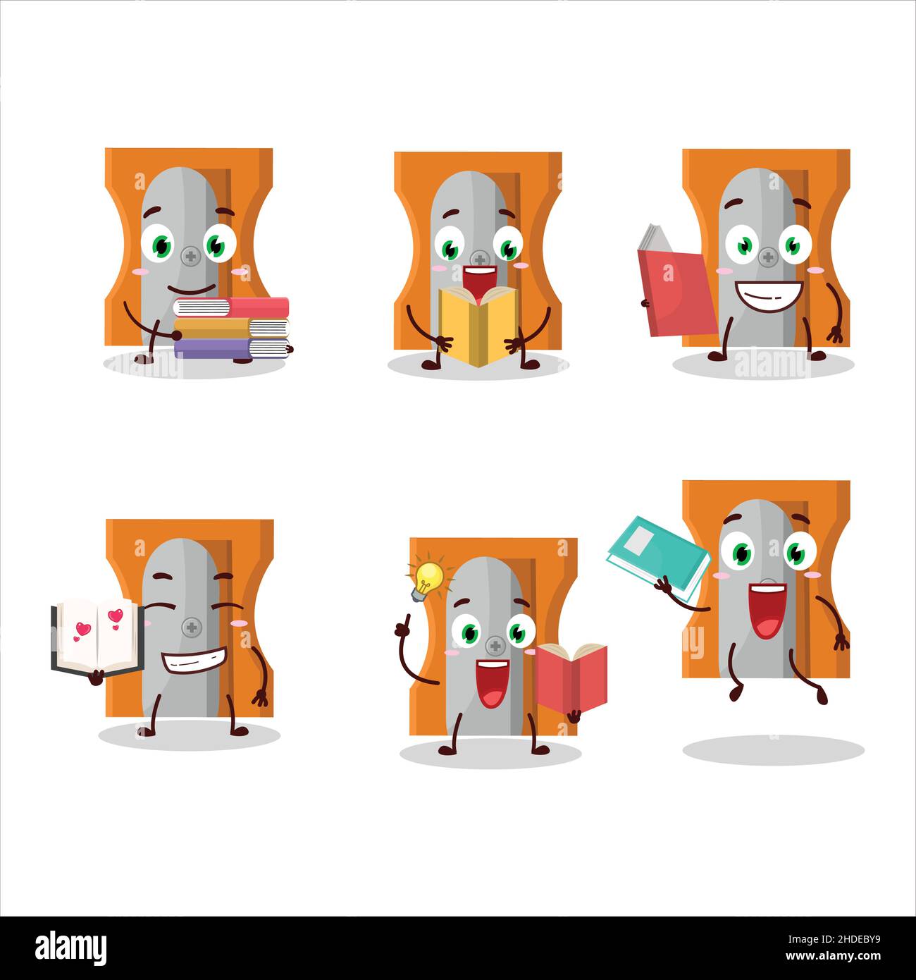 A picture of orange pencil sharpener cartoon character concept reading ...