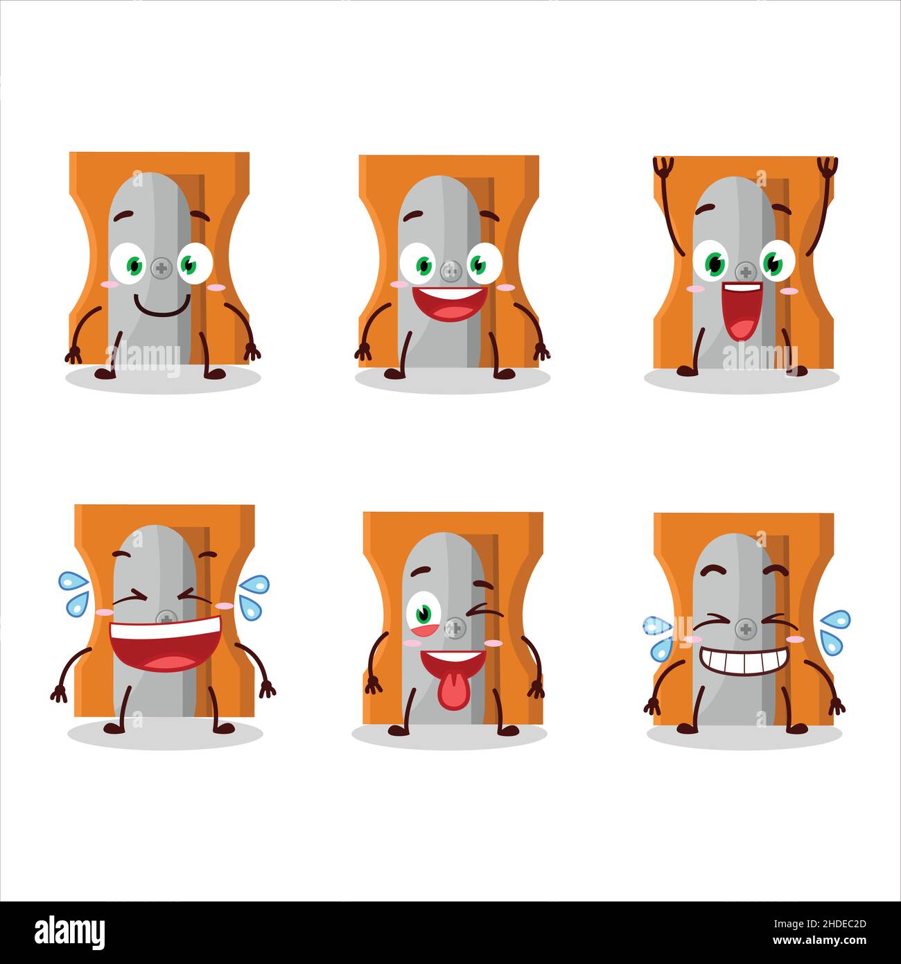 Cartoon character of orange pencil sharpener with smile expression ...