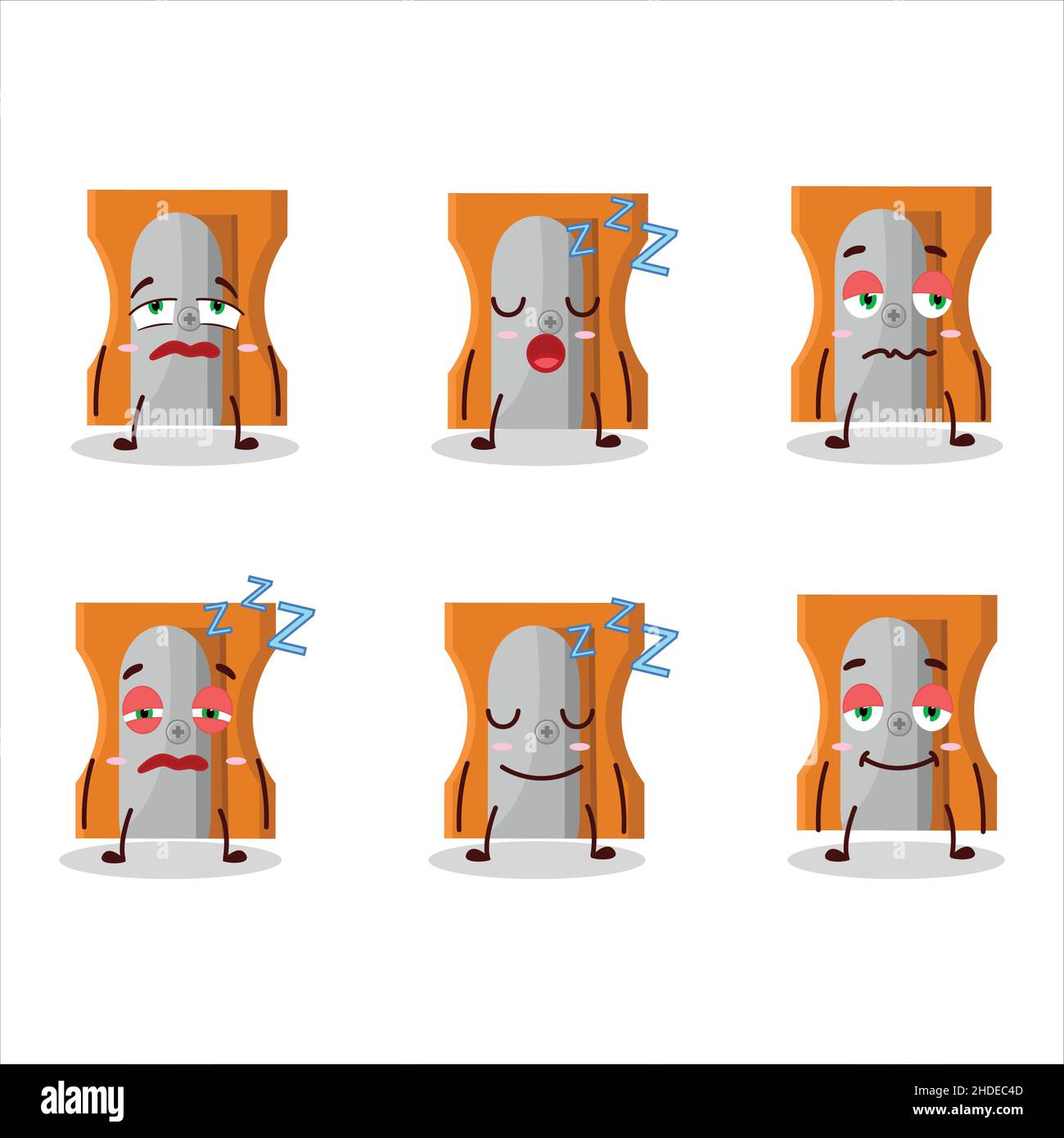 Cartoon character of orange pencil sharpener with sleepy expression ...